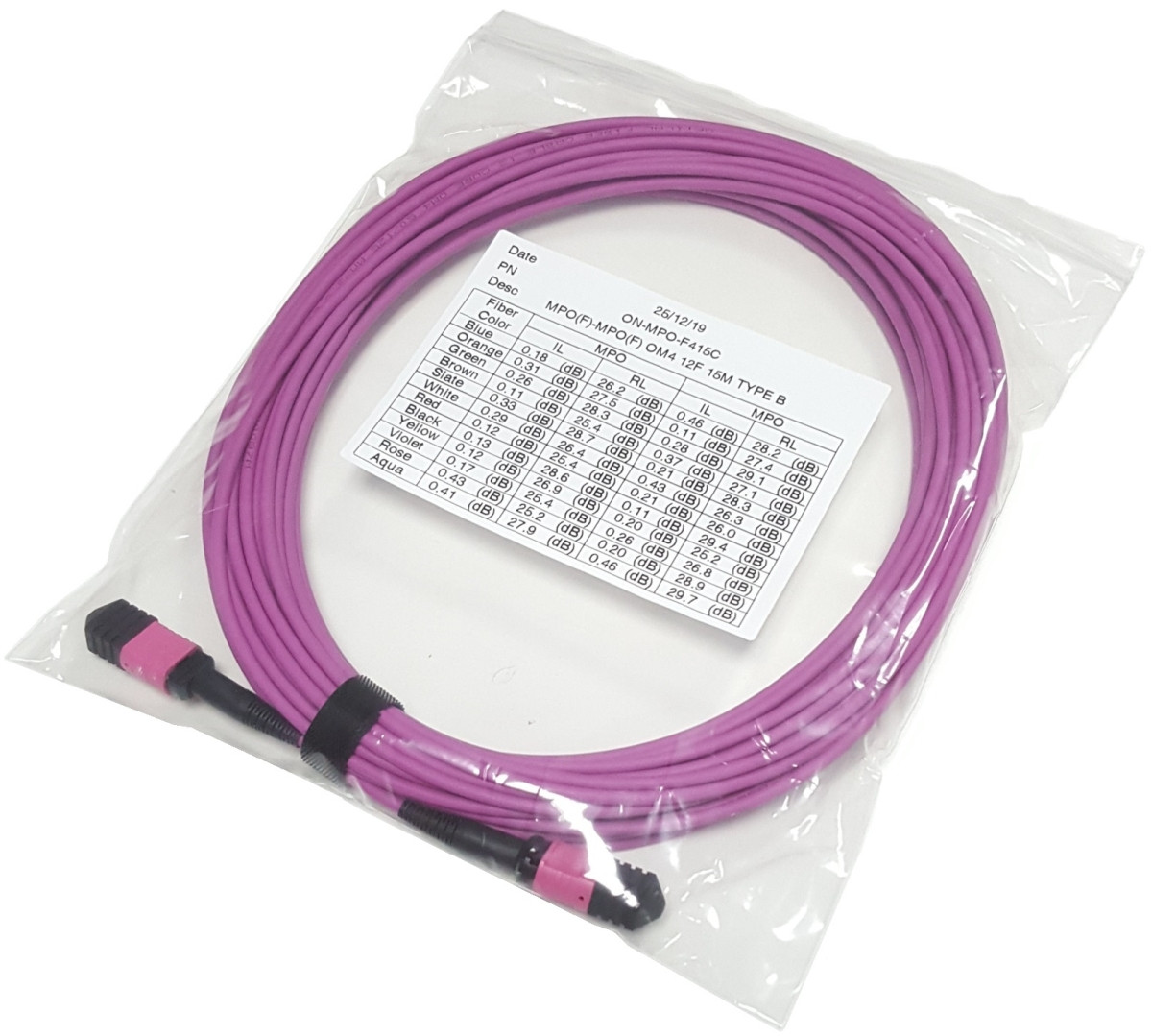 MPO 40/100Gbps OM4 Polarite B Kablo 20m # ON-MPO-F420C